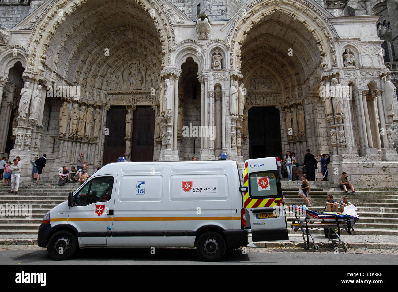 Traditionalist catholic pilgrimage Medical relief vehicle outside ...