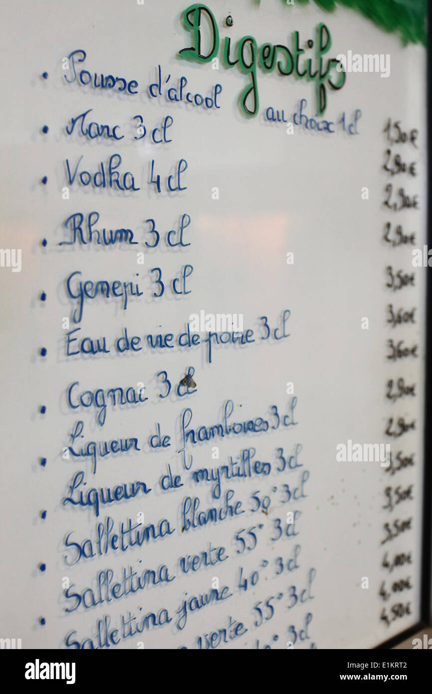 French drink menu hi-res stock photography and images - Alamy