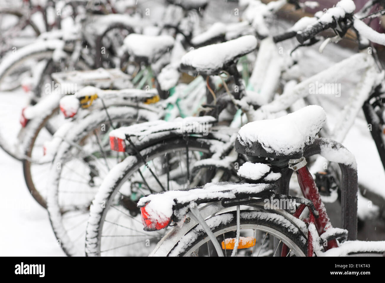 Snow and bicycles Stock Photo - Alamy