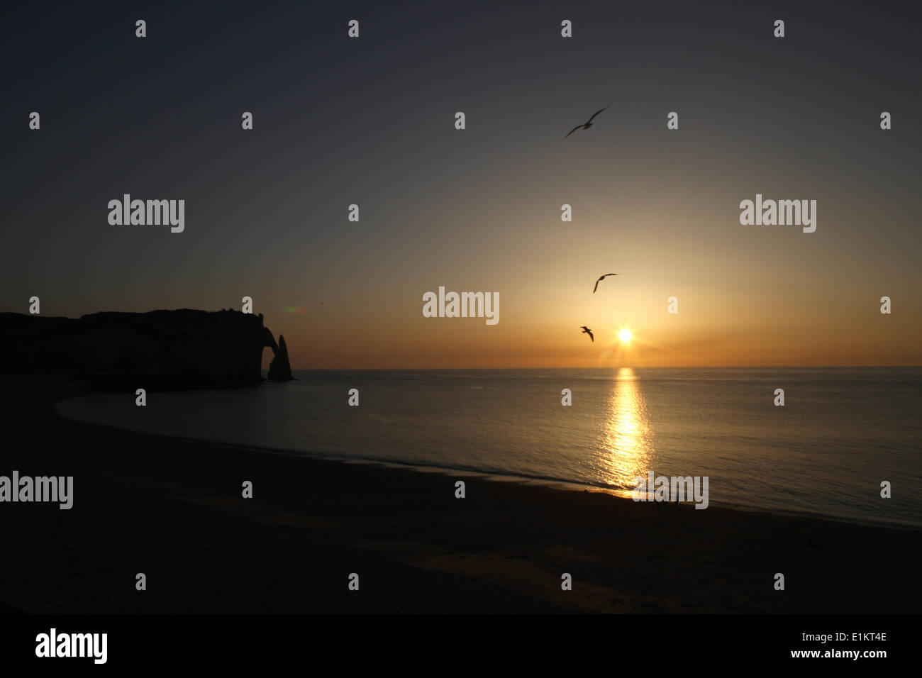 Sunset in Etretat Stock Photo - Alamy