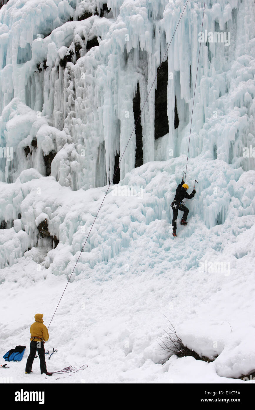 Ice rock climbing Stock Photo - Alamy