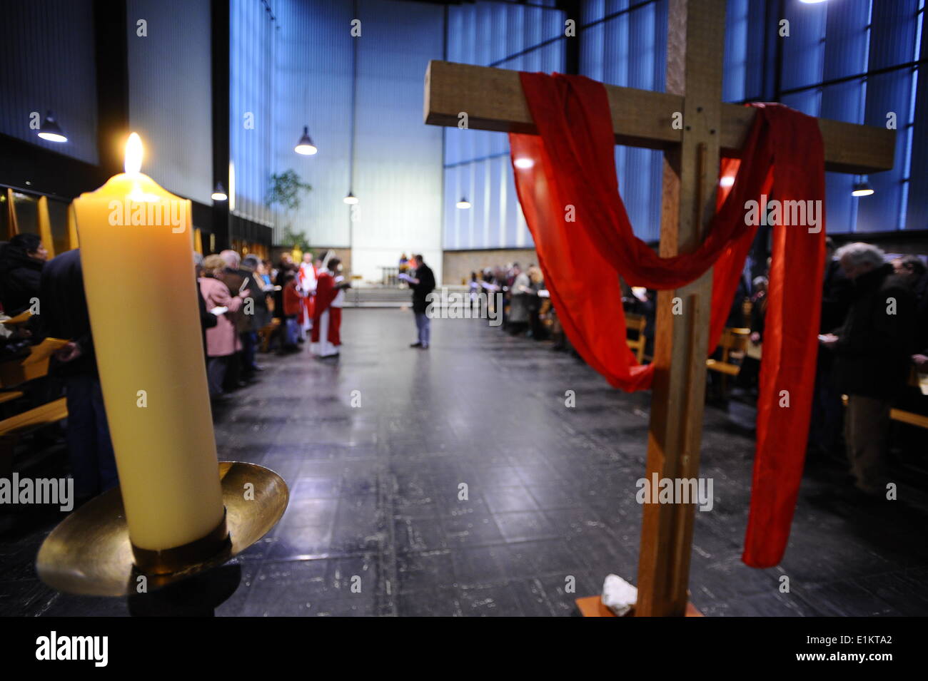 Good friday celebration in a catholic church Stock Photo - Alamy