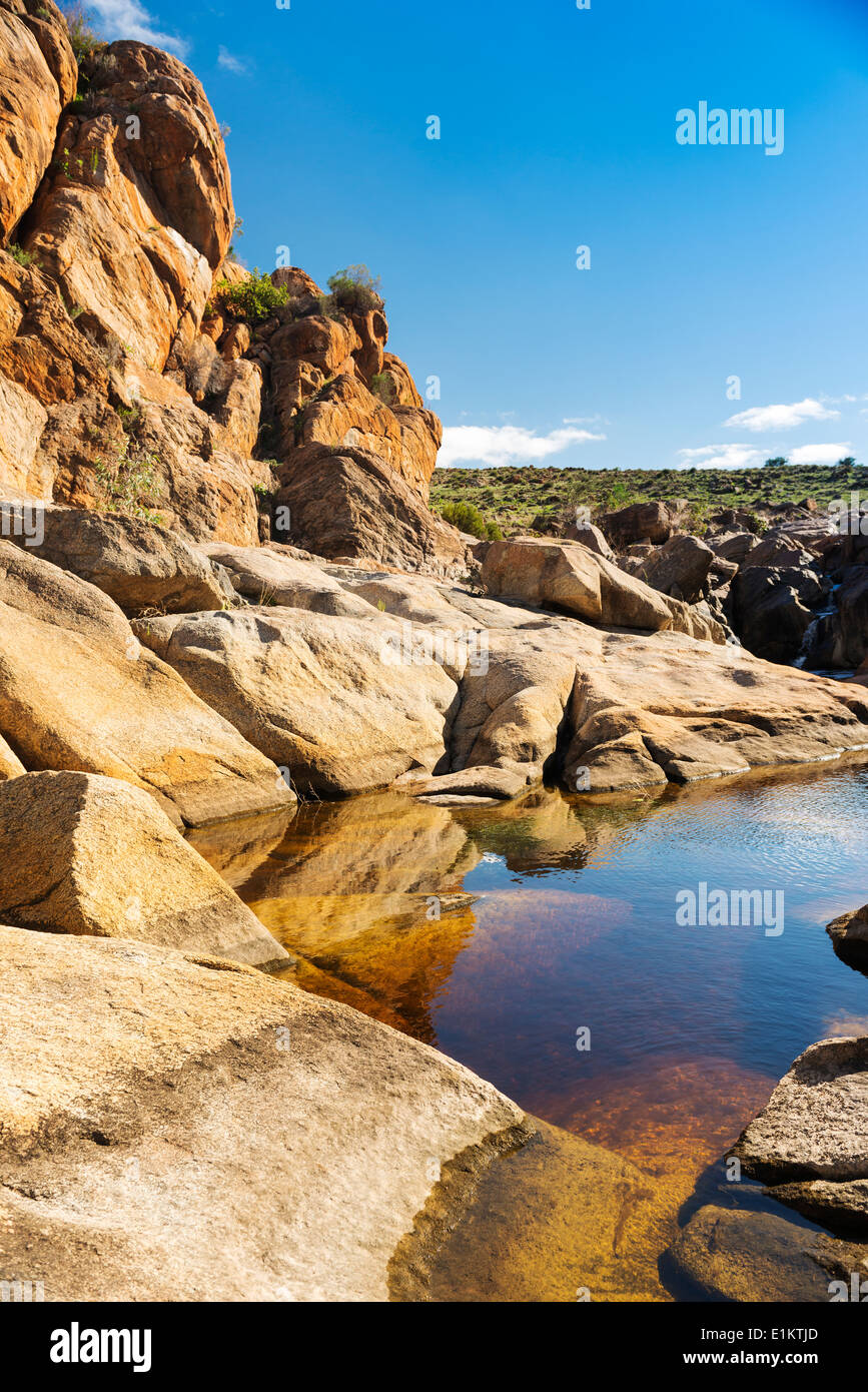 Water hole with tall cliffs in rural Australia's outback Stock Photo ...