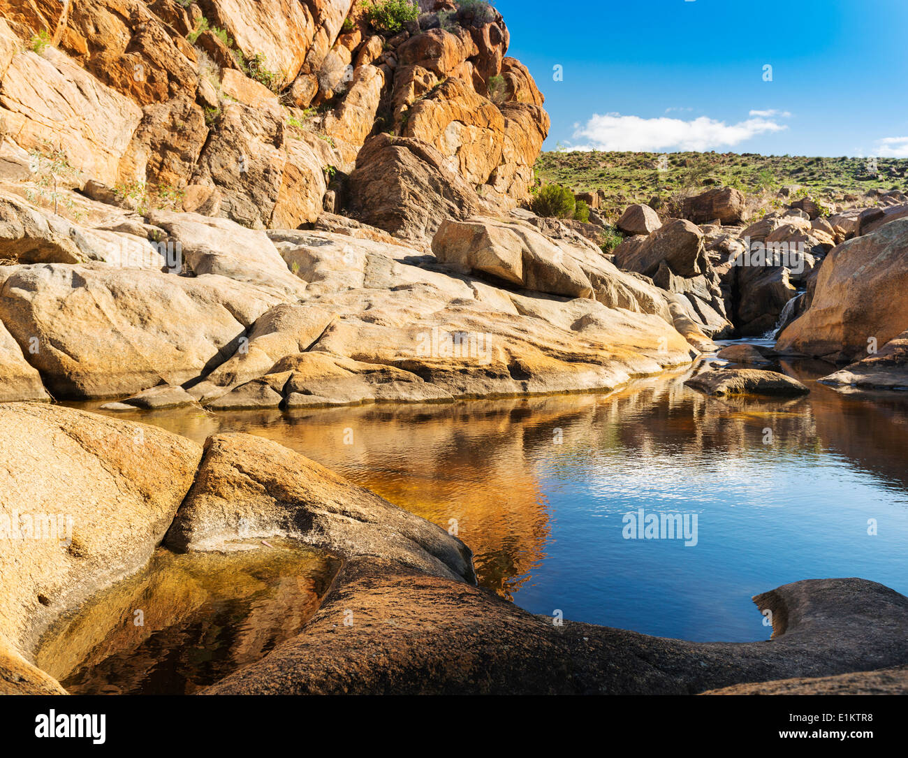 Water hole with tall cliffs in rural Australia's outback Stock Photo ...