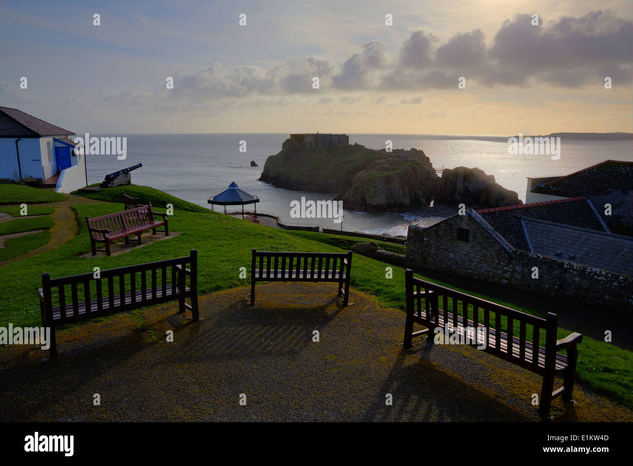 Tenby coast view Pembrokeshire Wales historic Welsh town on west side ...
