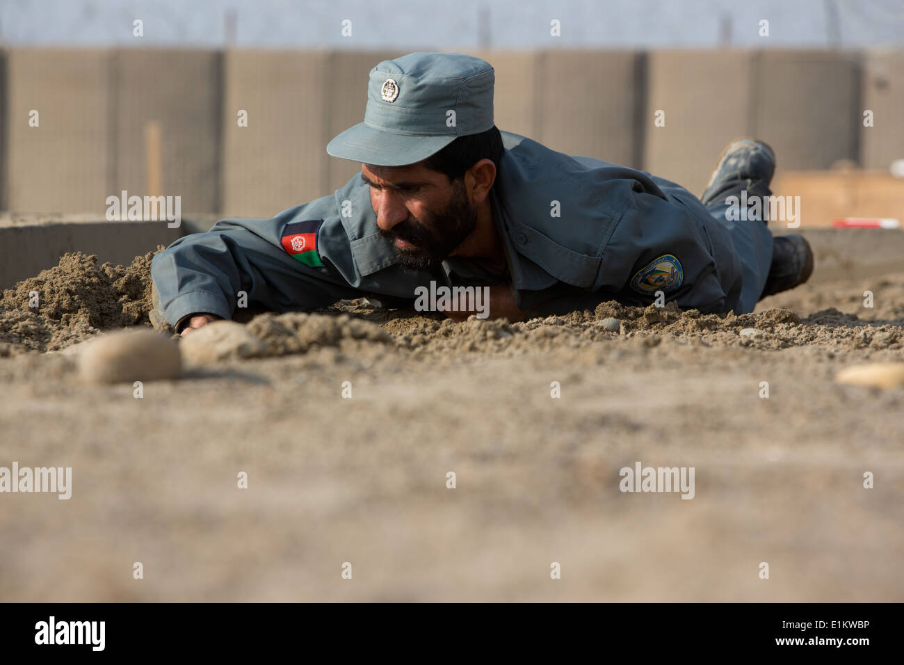 An Afghan Uniform Police officer trains at the Lashkar Gah Training ...