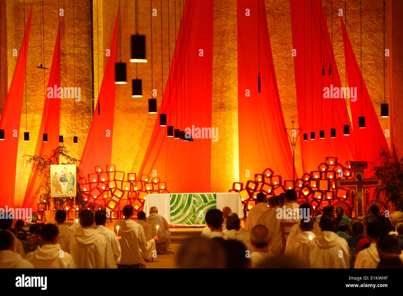Celebration in TaizŽ ecumenical community church Stock Photo - Alamy