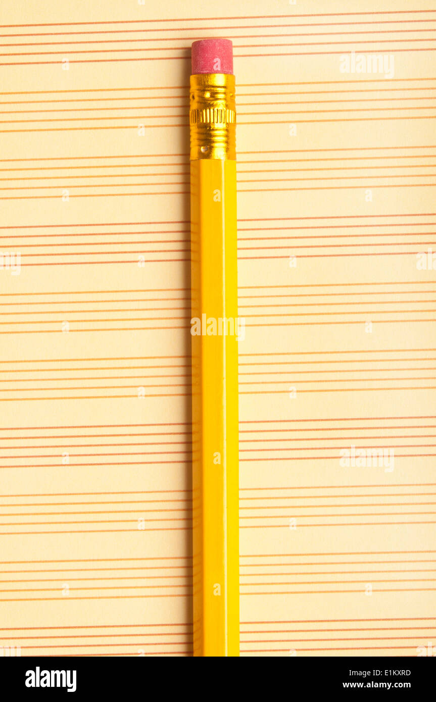 yellow pencil on yellow paper, bottom side up Stock Photo - Alamy
