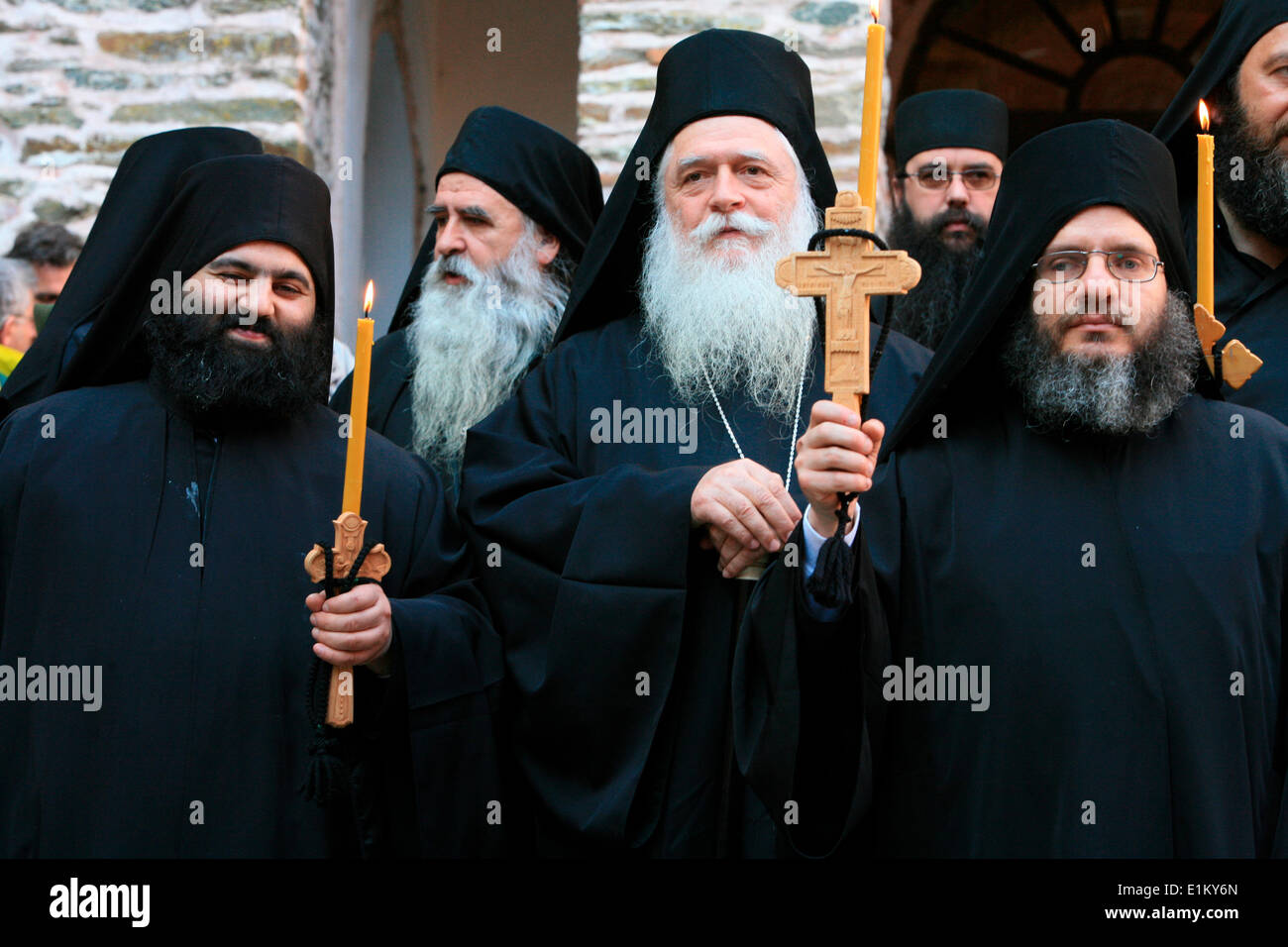 Monks at Koutloumoussiou monastery on Mount Athos Stock Photo - Alamy