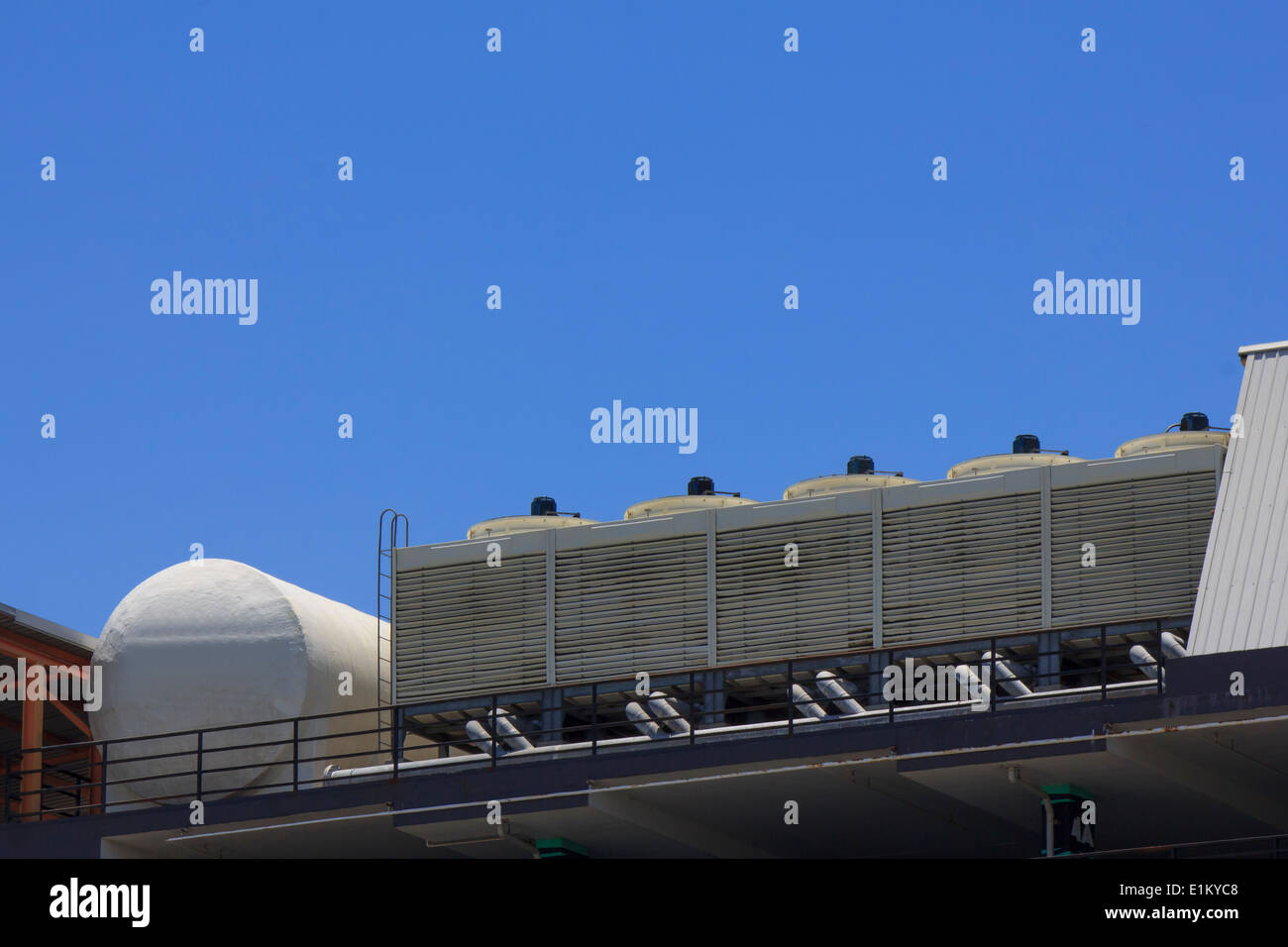 Stock Photo - Externe engine of an air conditioner pending from wall ...