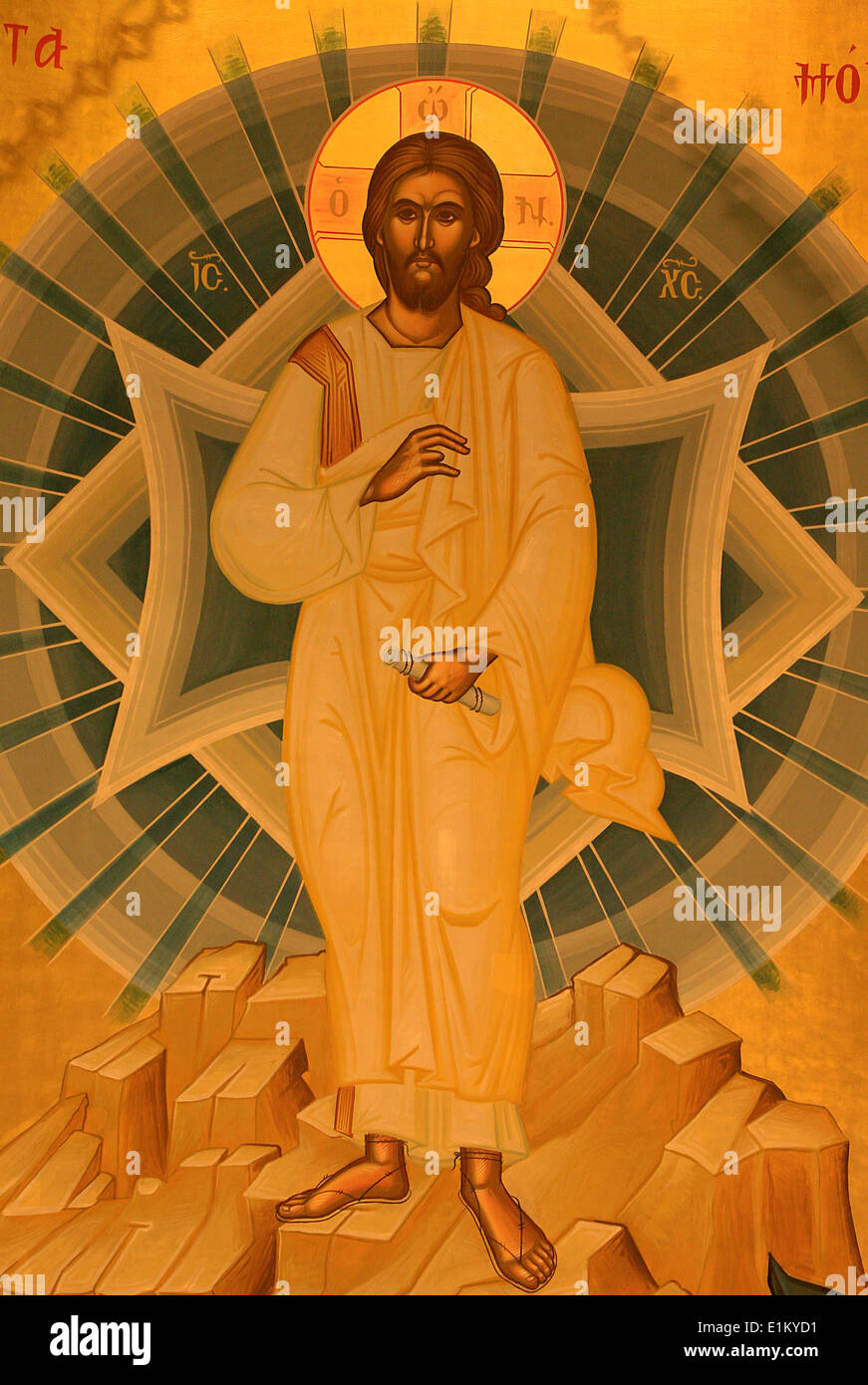 Greek orthodox icon depicting Jesus's Transfiguration Stock Photo - Alamy