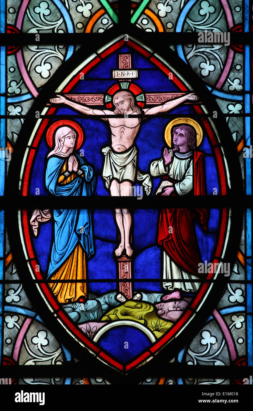 Stained glass in Holy Trinity abbey Stock Photo - Alamy