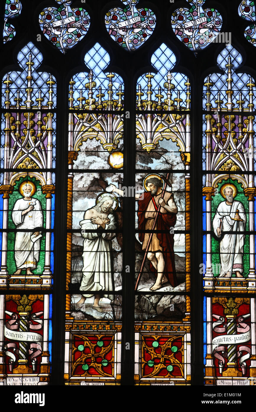 Christ's baptism stained glass Stock Photo - Alamy