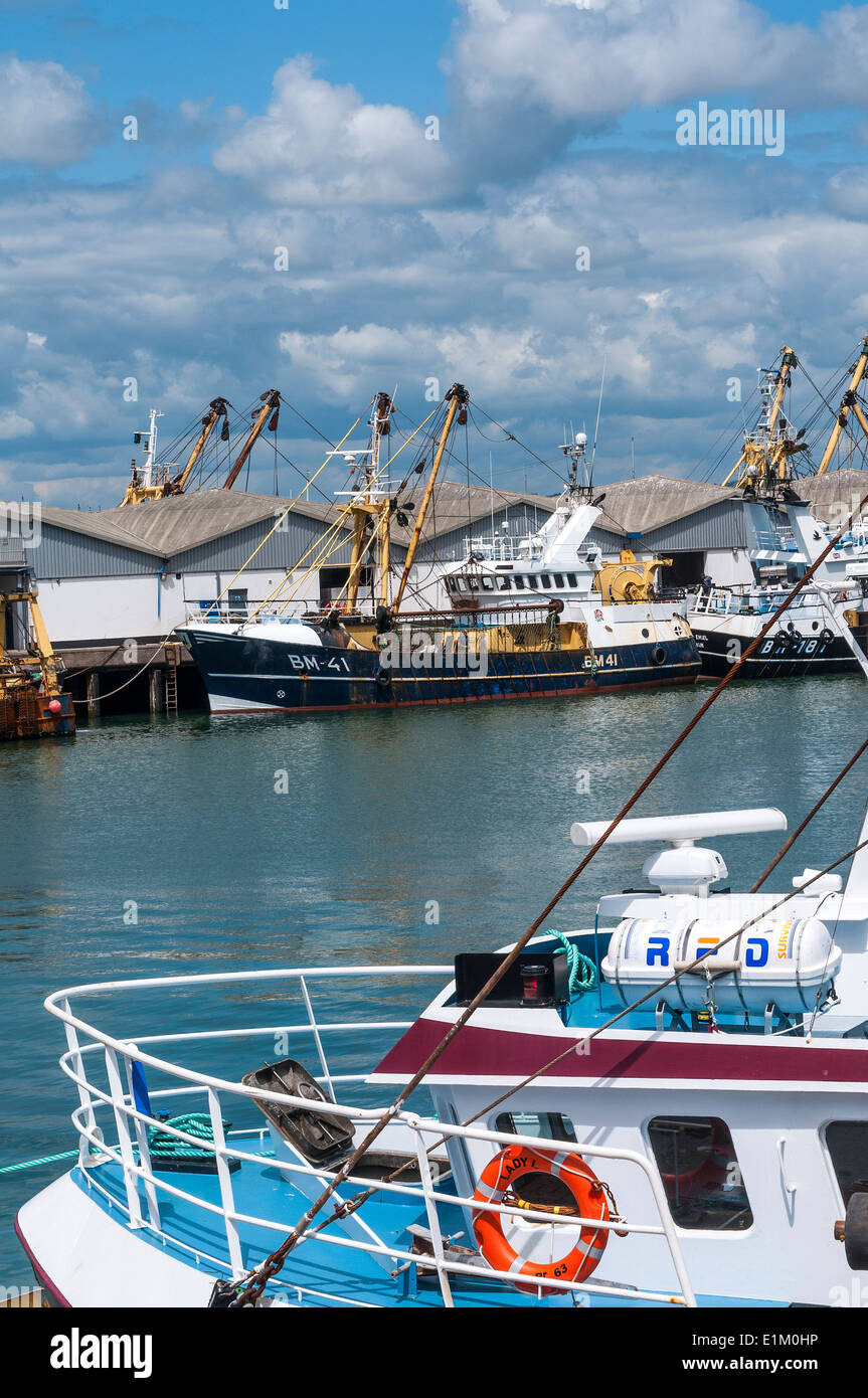 brixham fishing fleet in the harbour,deck,rope,trawler mechanic in ...