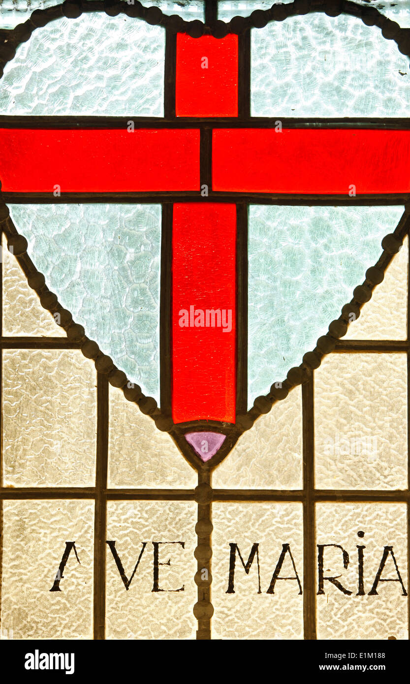 Stained glass in Beit Jala catholic seminary church Stock Photo - Alamy