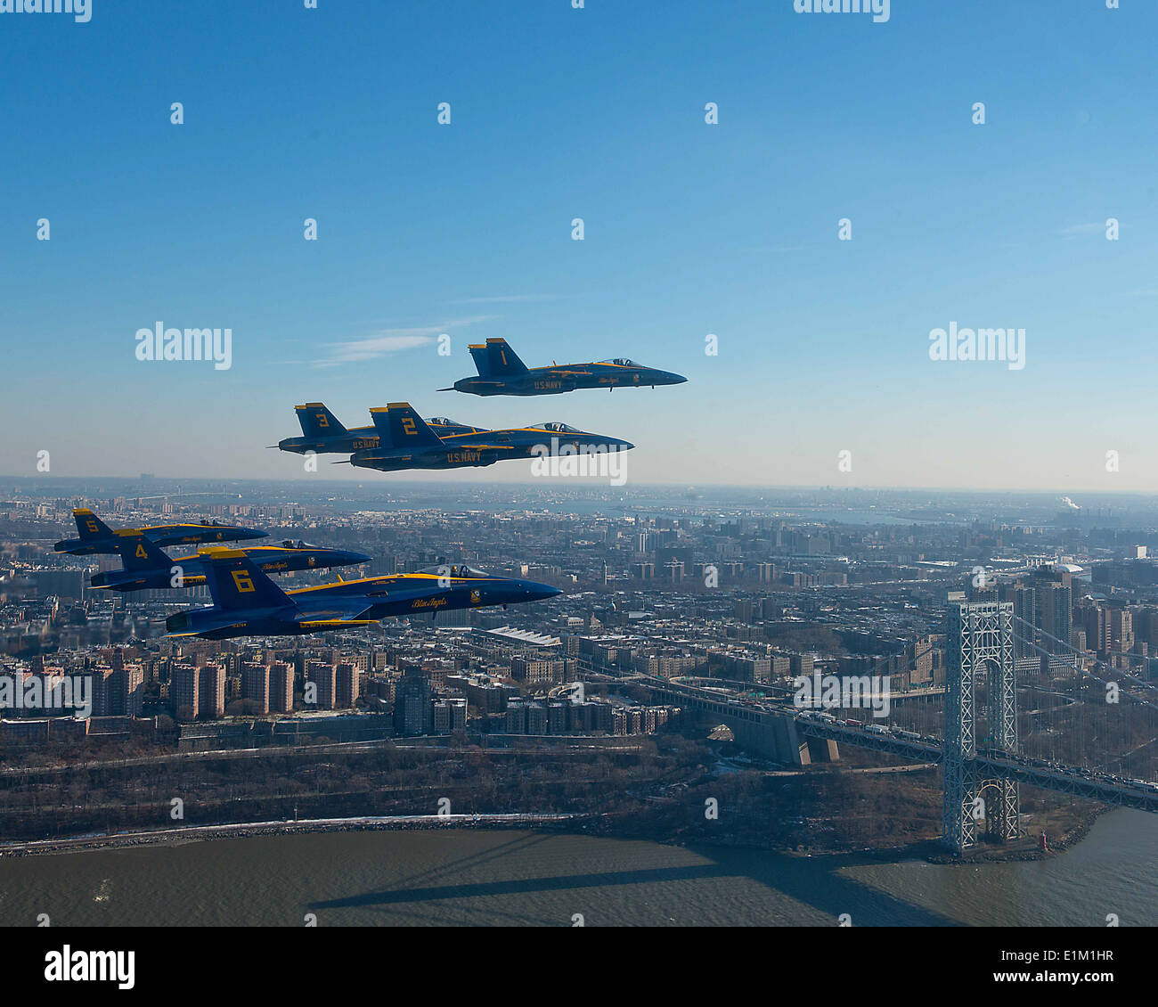 U.S. Navy pilots with the Blue Angels flight demonstration team fly in ...
