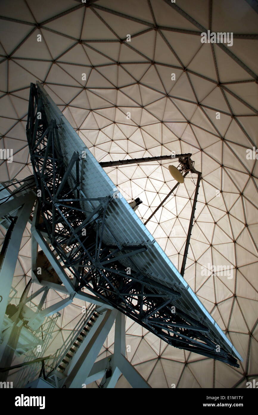 A satellite dish with a diameter of over 18 meters inside of a receiver ...