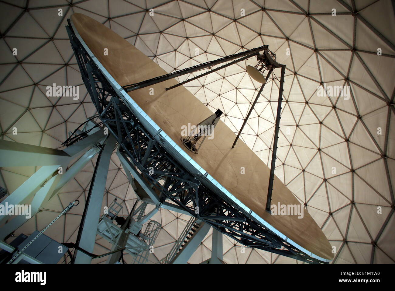 A satellite dish with a diameter of over 18 meters inside of a receiver ...