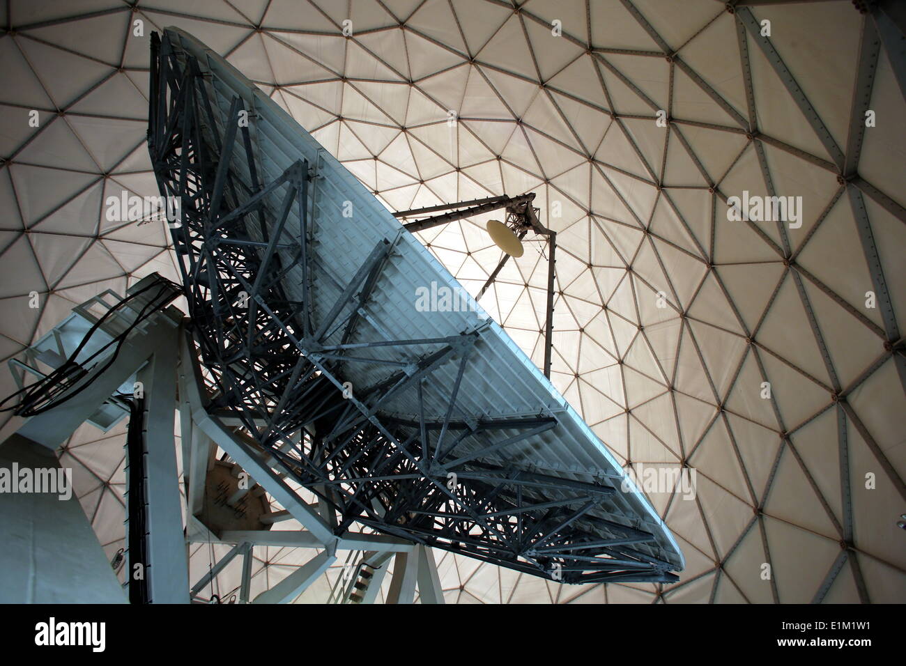 A satellite dish with a diameter of over 18 meters inside of a receiver ...