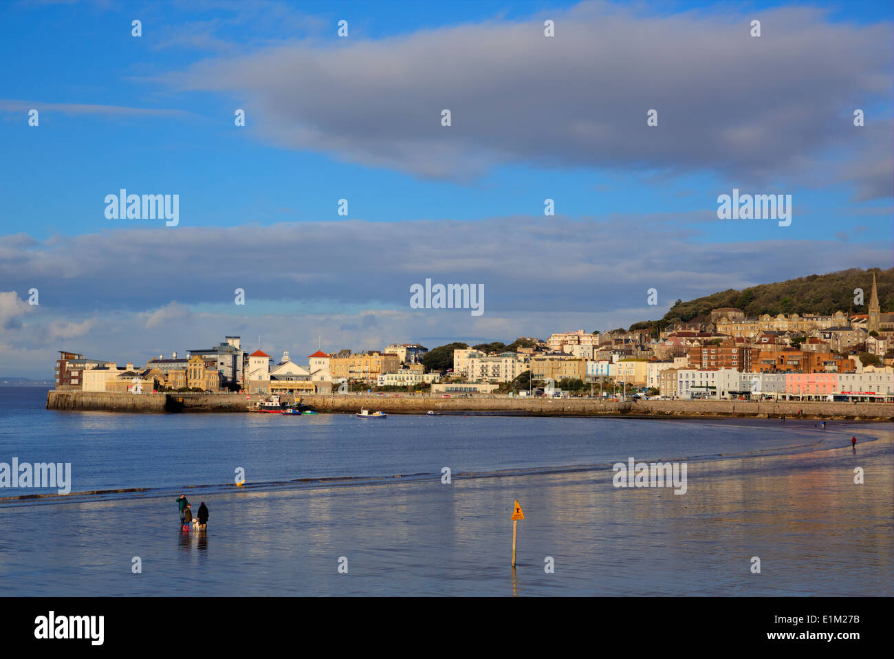 Weston-super-Mare beach Somerset England seafront on a sunny morning ...