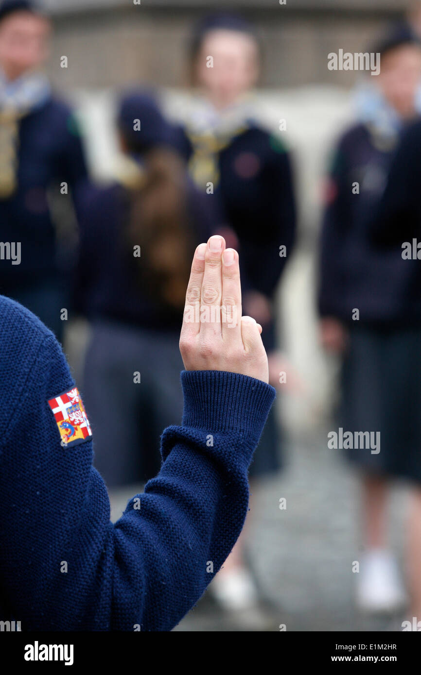 Girl scouts saluting Stock Photo - Alamy