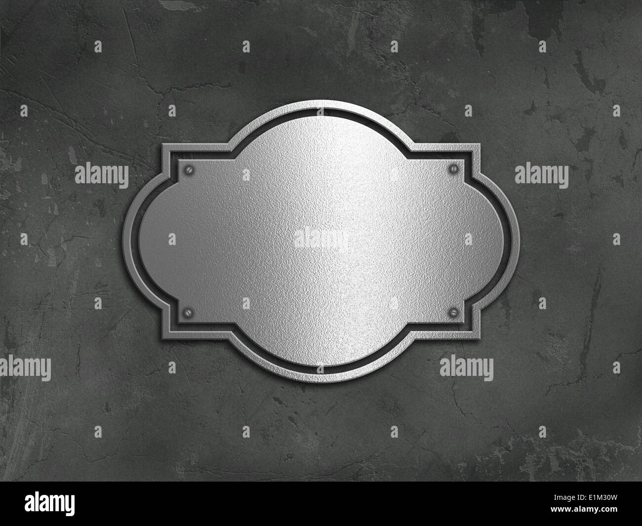 Grunge concrete background with a chrome metal plate Stock Photo - Alamy