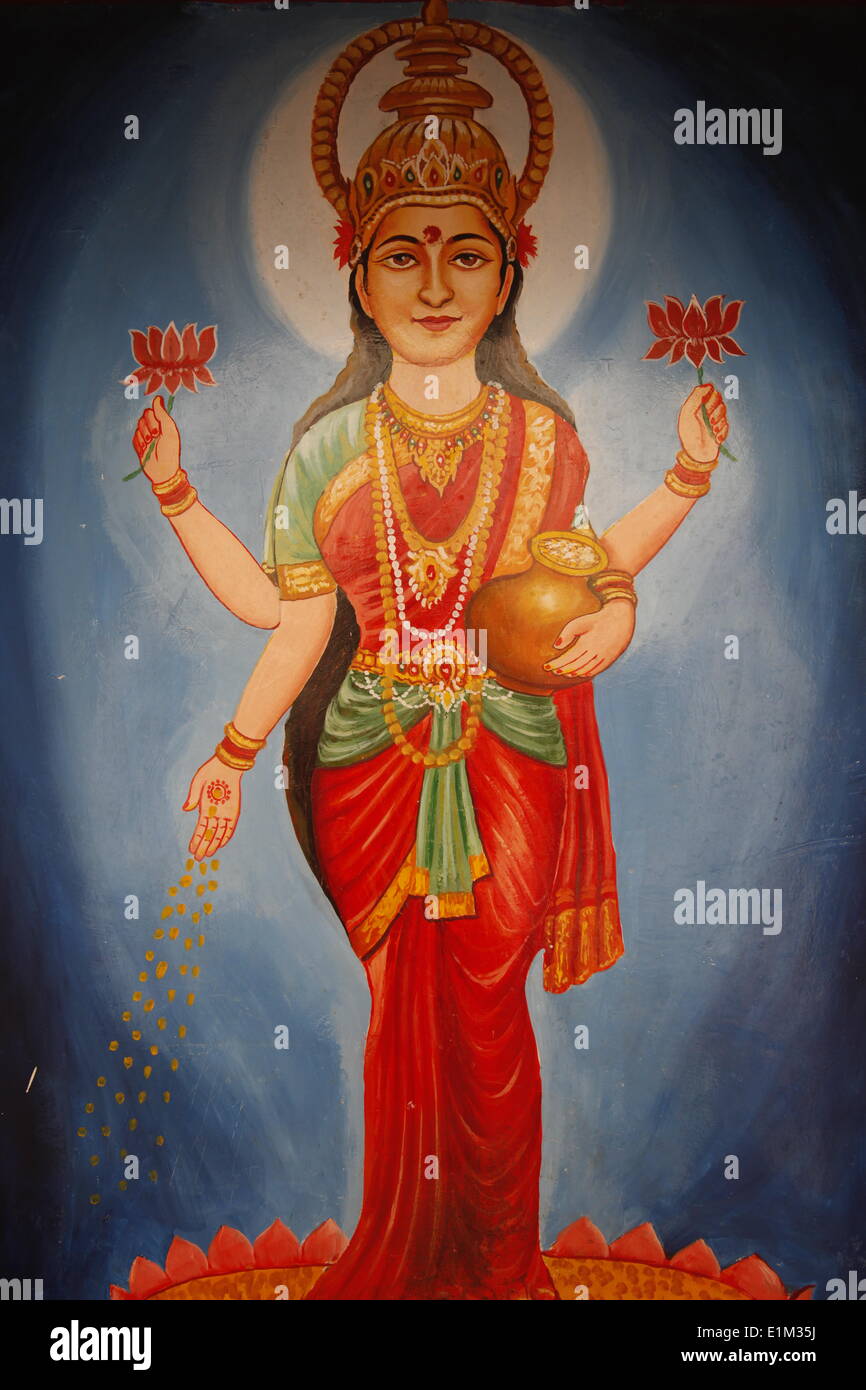 Painting depicting goddess Lakshmi Stock Photo - Alamy