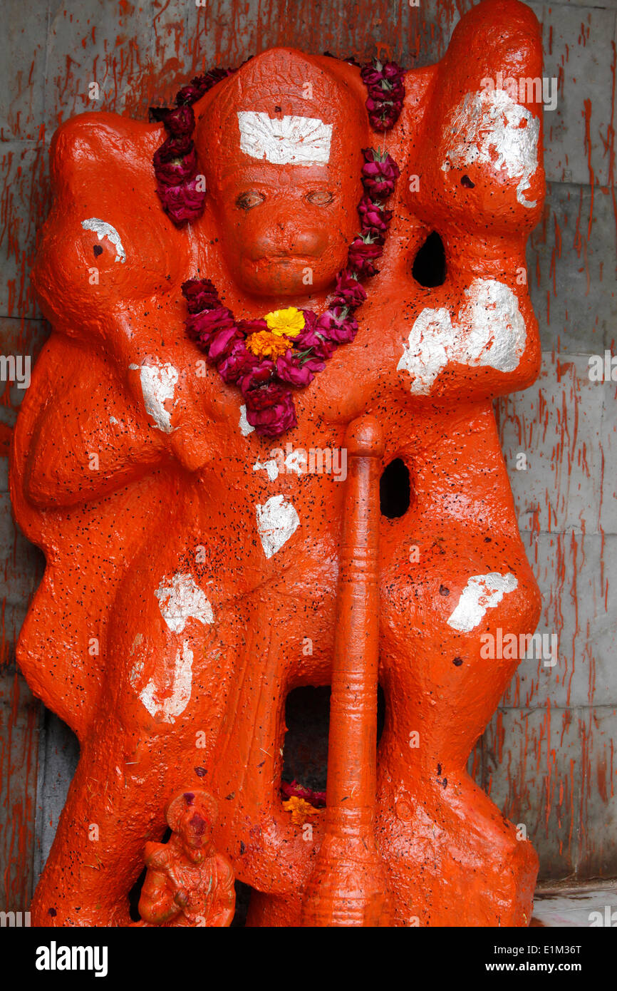 Hanuman statue in a street shrine Stock Photo - Alamy
