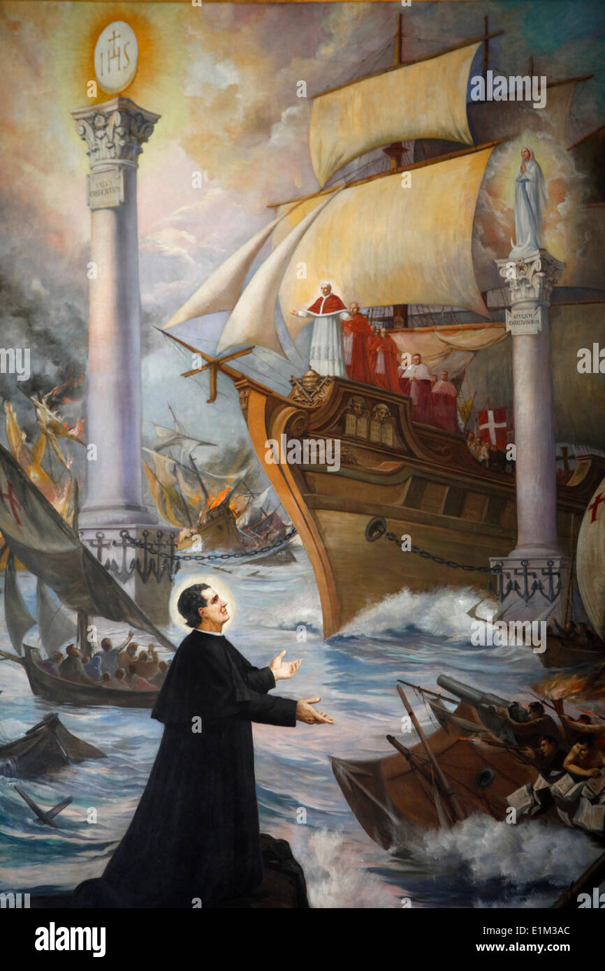 Painting depicting the life of Don Bosco in Santuario di Maria ...