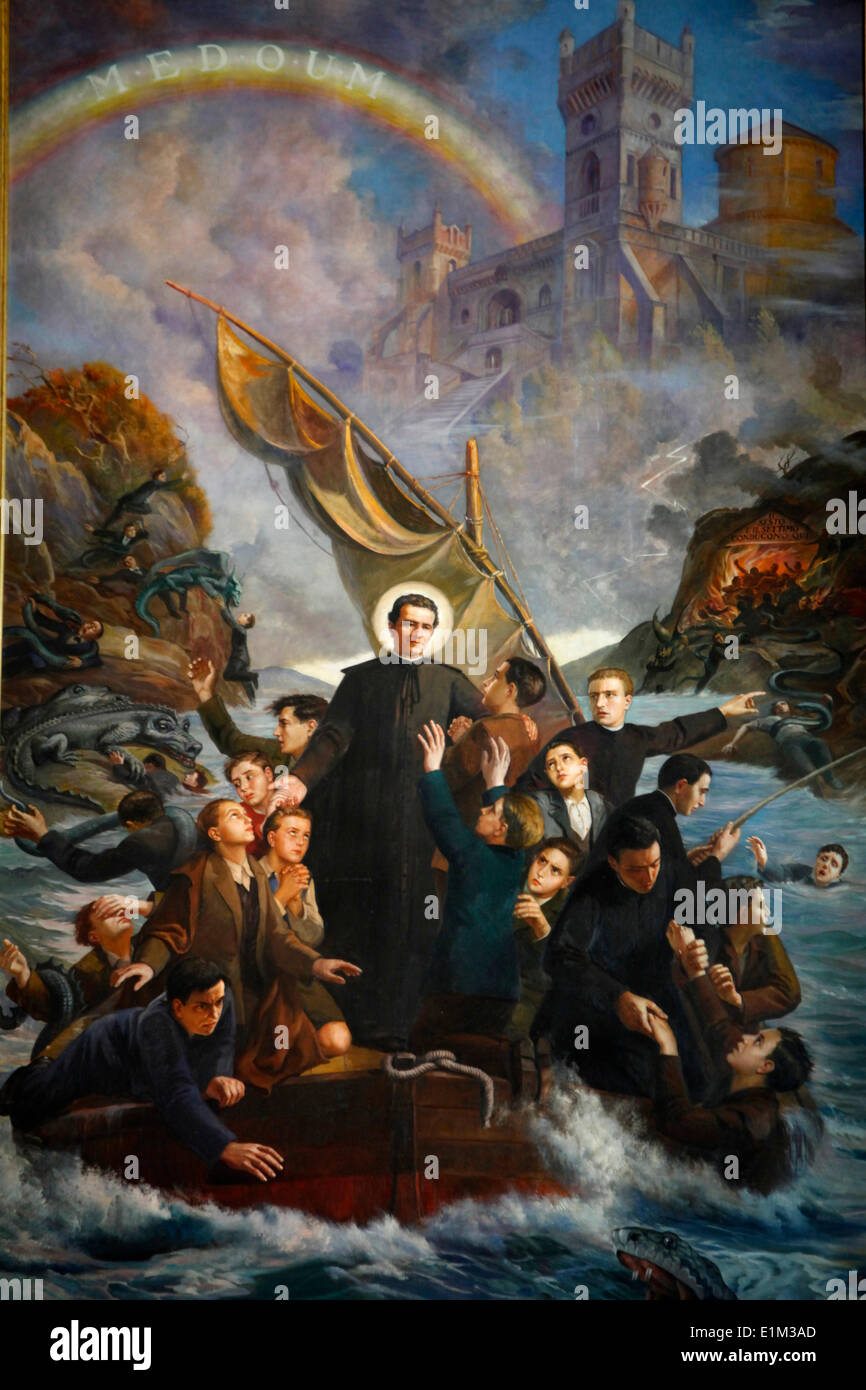 Painting depicting the life of Don Bosco in Santuario di Maria ...