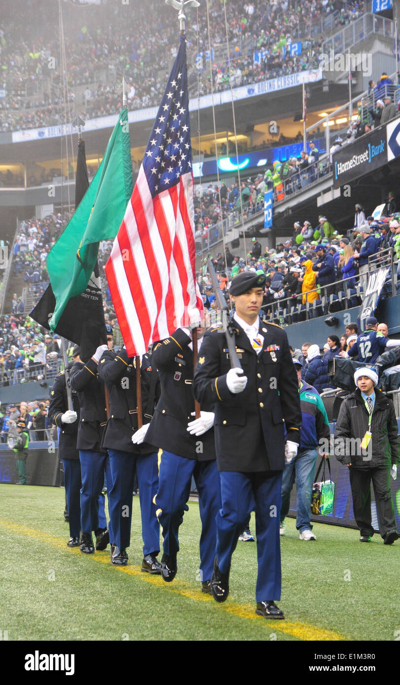 U.S. Army color guard members assigned to the 4th Stryker Brigade ...
