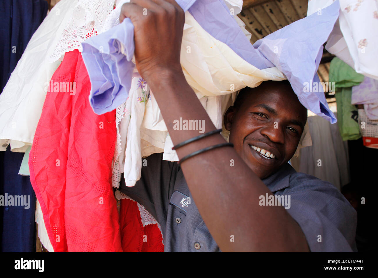 Paul Nzuki Mathuku, 27, a cloth seller at Uhuru market in Eastlands, is currently servicing his ...