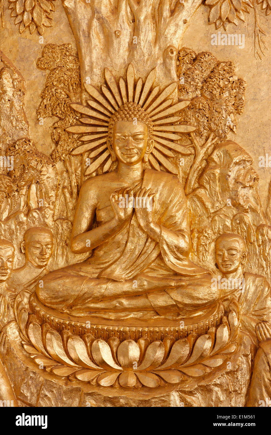 Sylver Pagoda. Buddha Preaching to His First Five Disciples Stock Photo ...