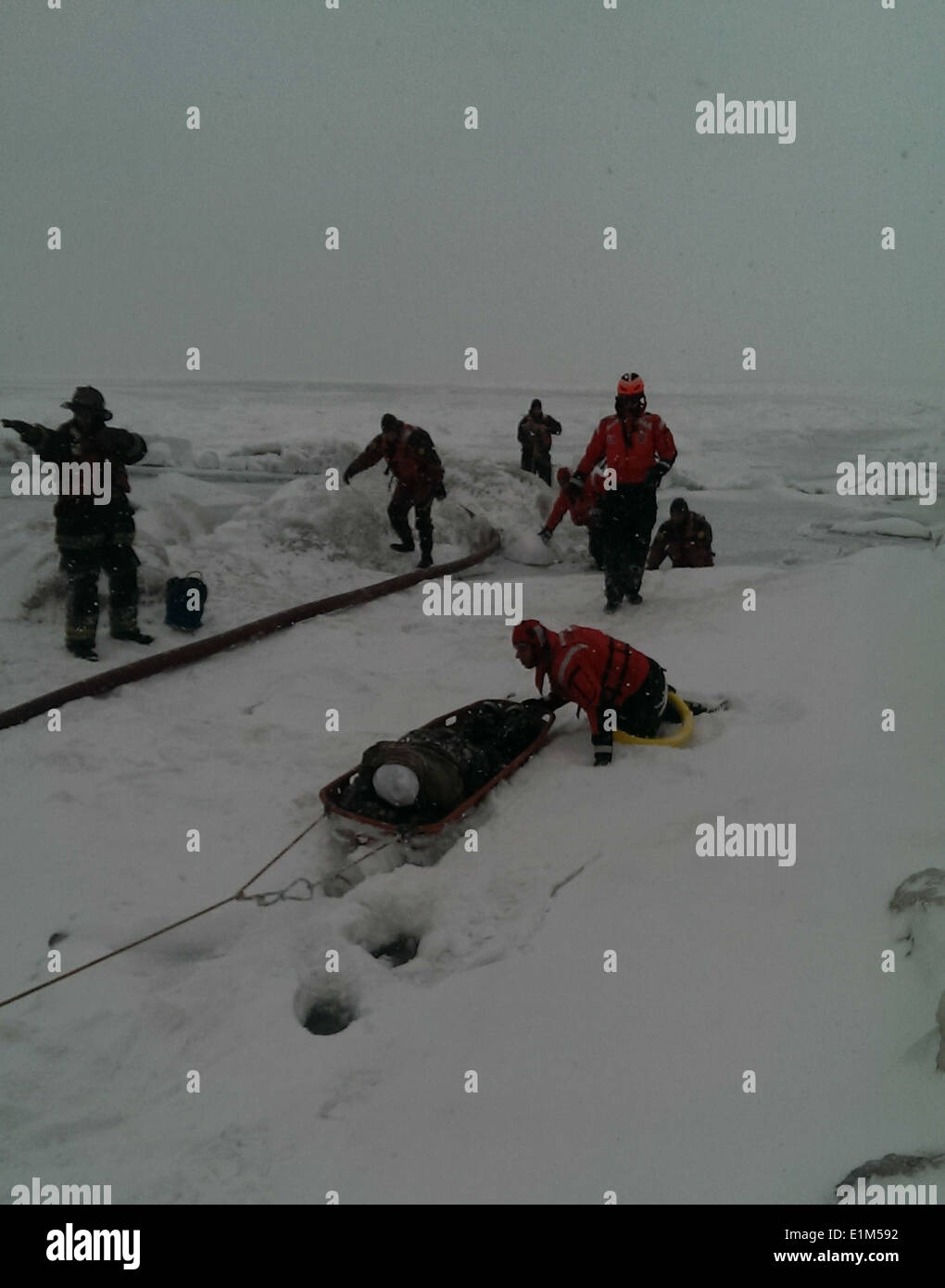 U.S. Coast Guard crew members assigned to Station Calumet Harbor and ...