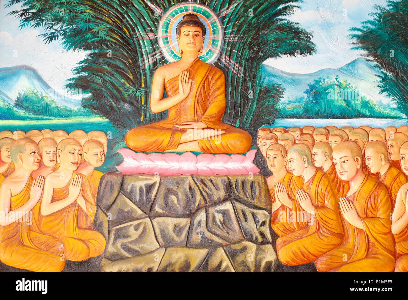 Preah Prom Rath Monastery. Life of the Buddha. Instructing the assembly ...