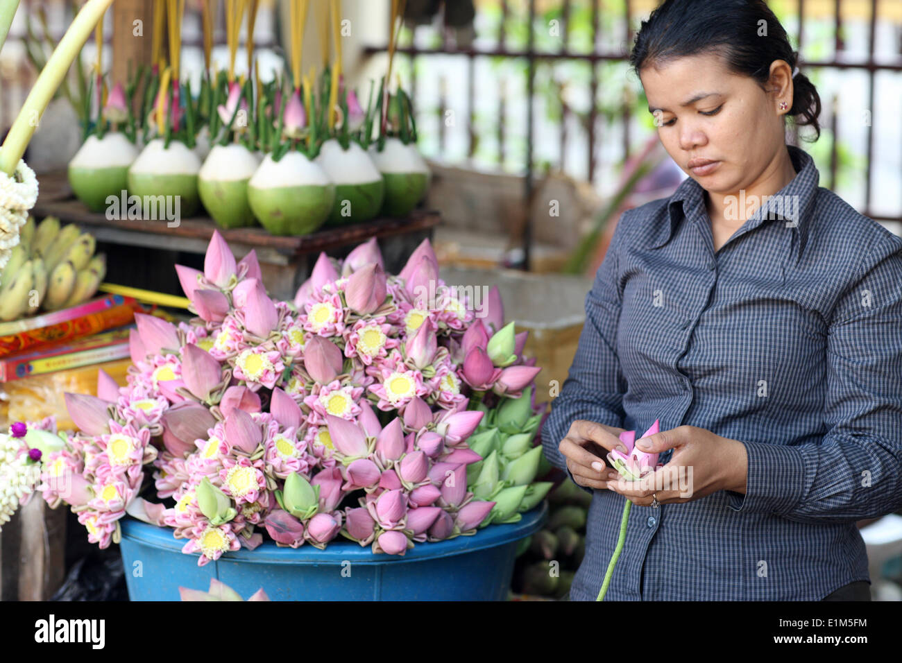 Market. Lotus flowers Stock Photo - Alamy