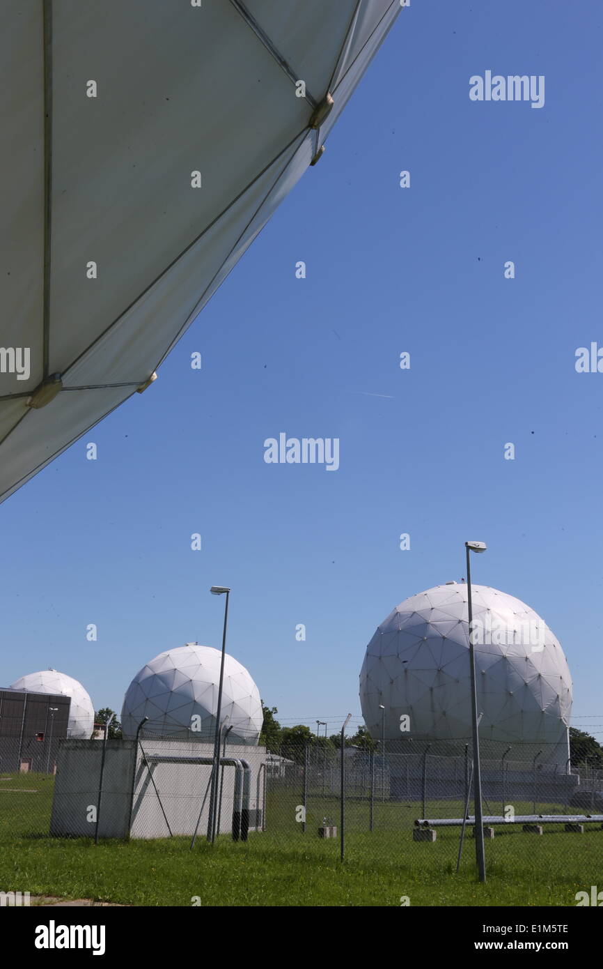 Receivers, a so-called Radom, at the BND station near the Mangfall ...