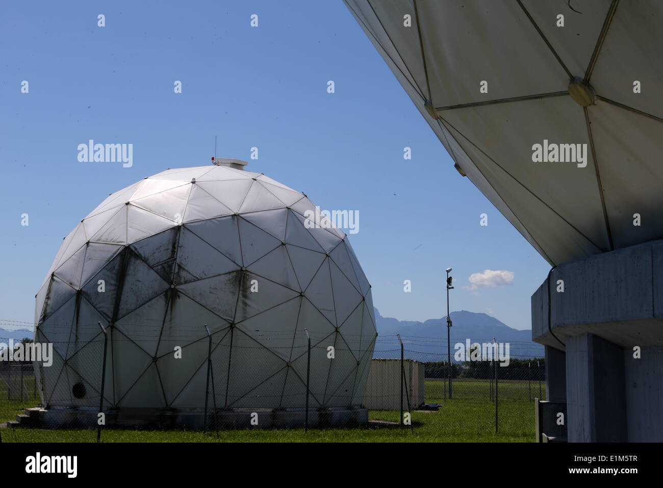 Receivers, a so-called Radom, at the BND station near the Mangfall ...