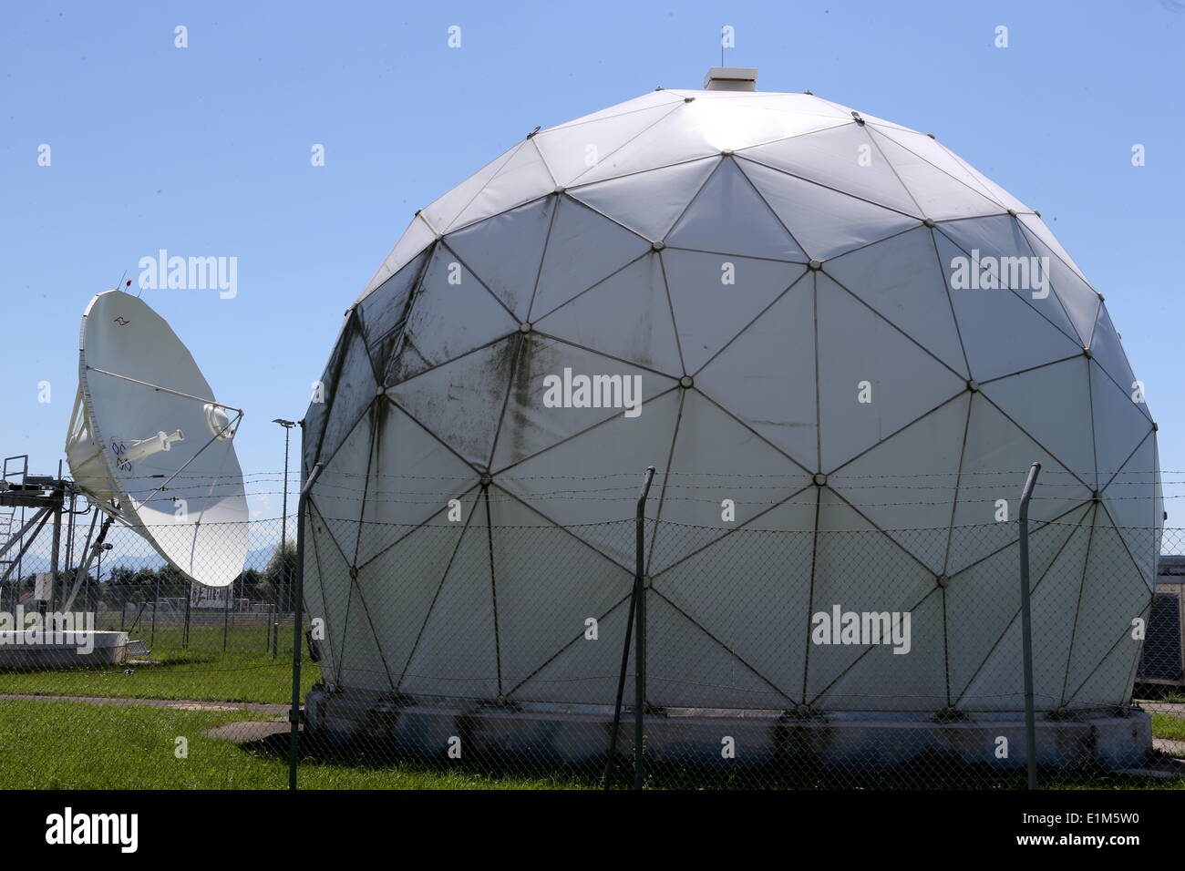 Receivers, a so-called Radom, at the BND station near the Mangfall ...