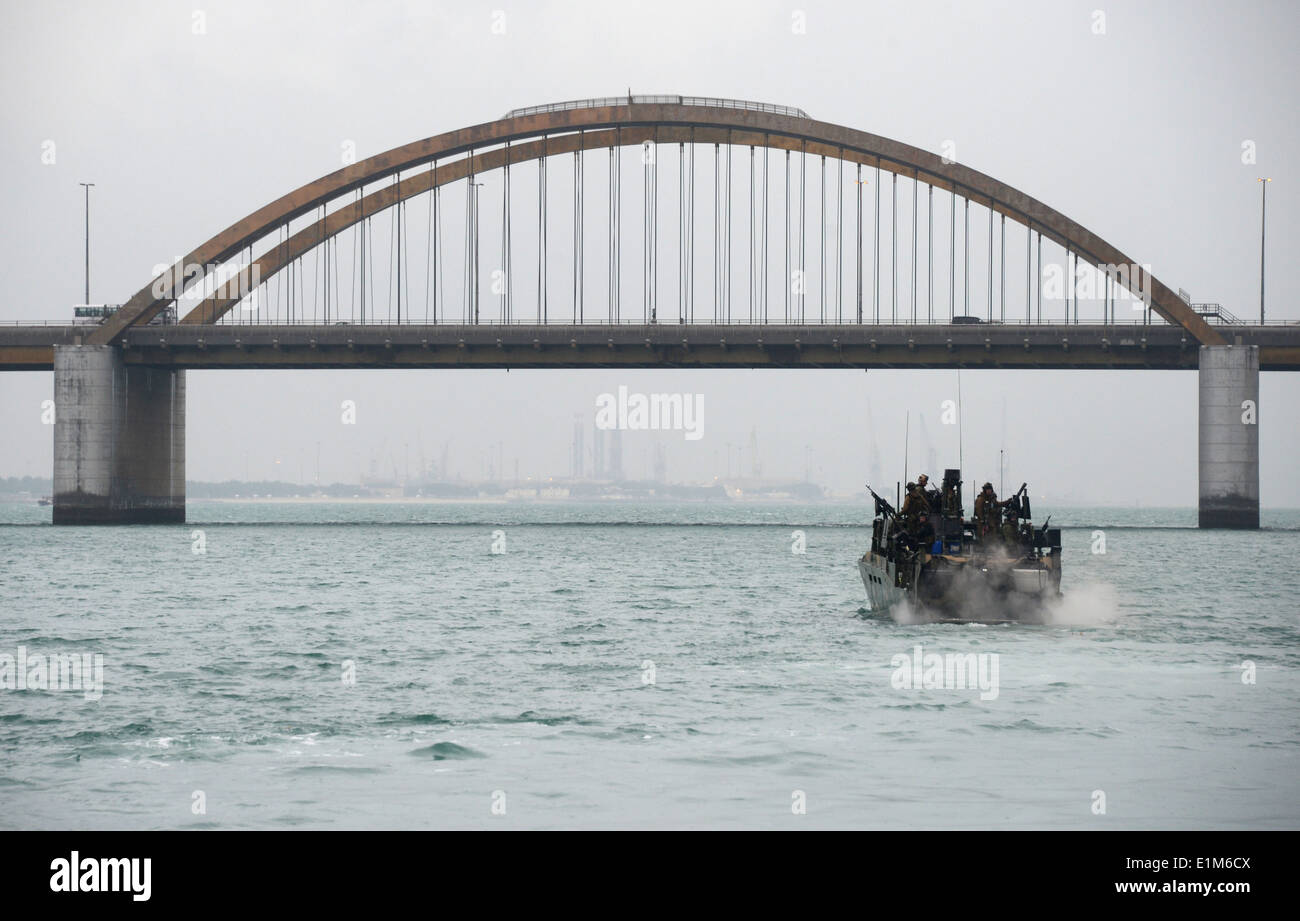 A U.S. Navy riverine command boat assigned to Commander, Task Group ...