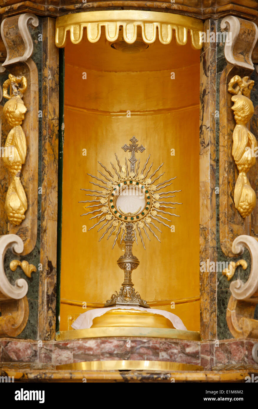 Holy sacrament monstrance in St John the Baptist church, Xewkija Stock ...