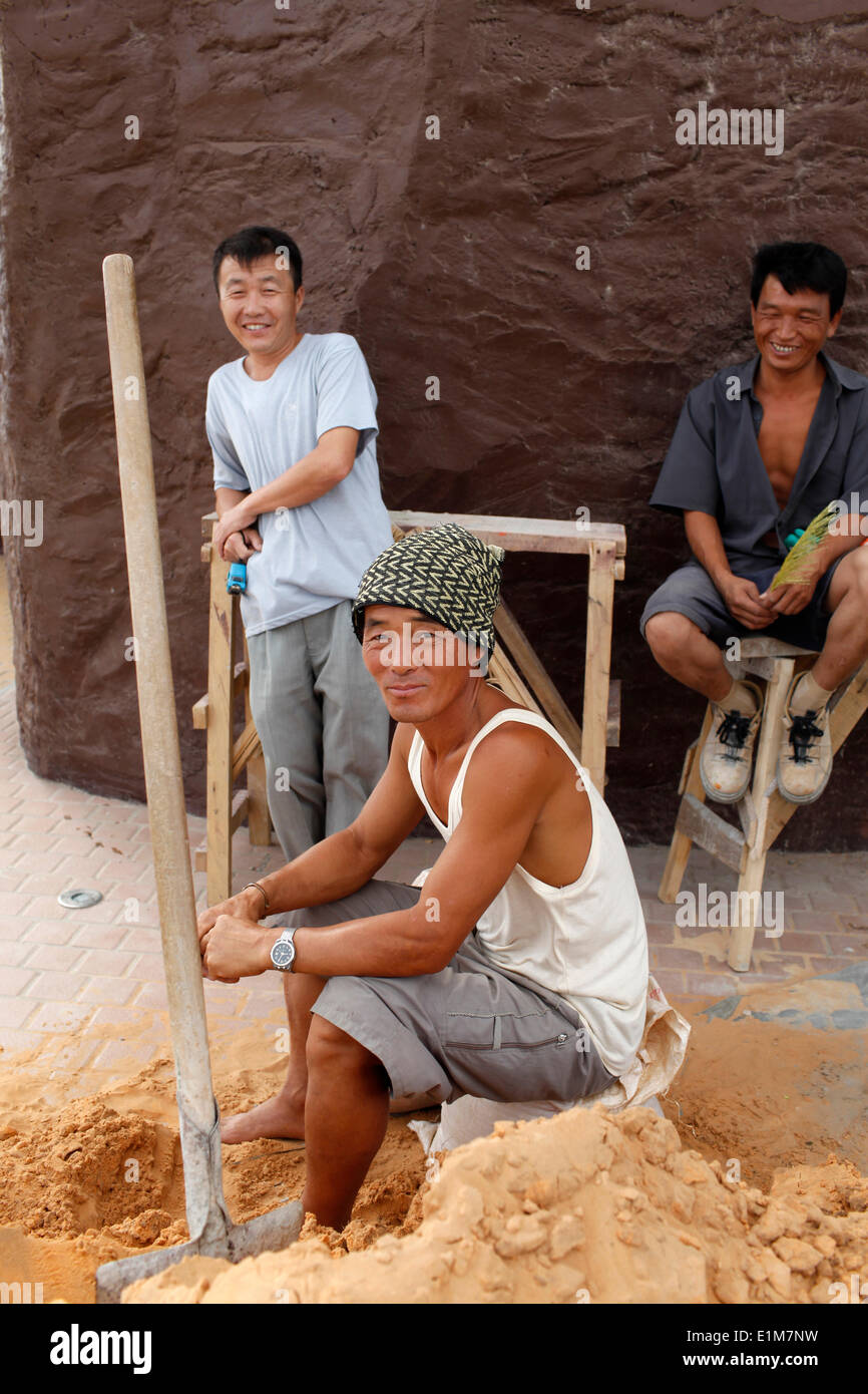 North Korean builders of the African Renaissance Monument Stock Photo ...