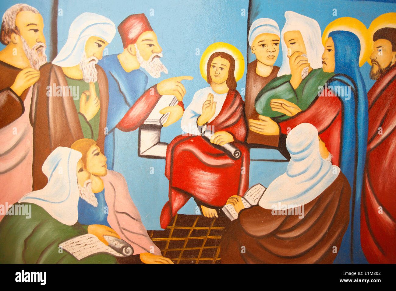 Jesus at the synagogue painting in KpalimŽ cathedral Stock Photo - Alamy