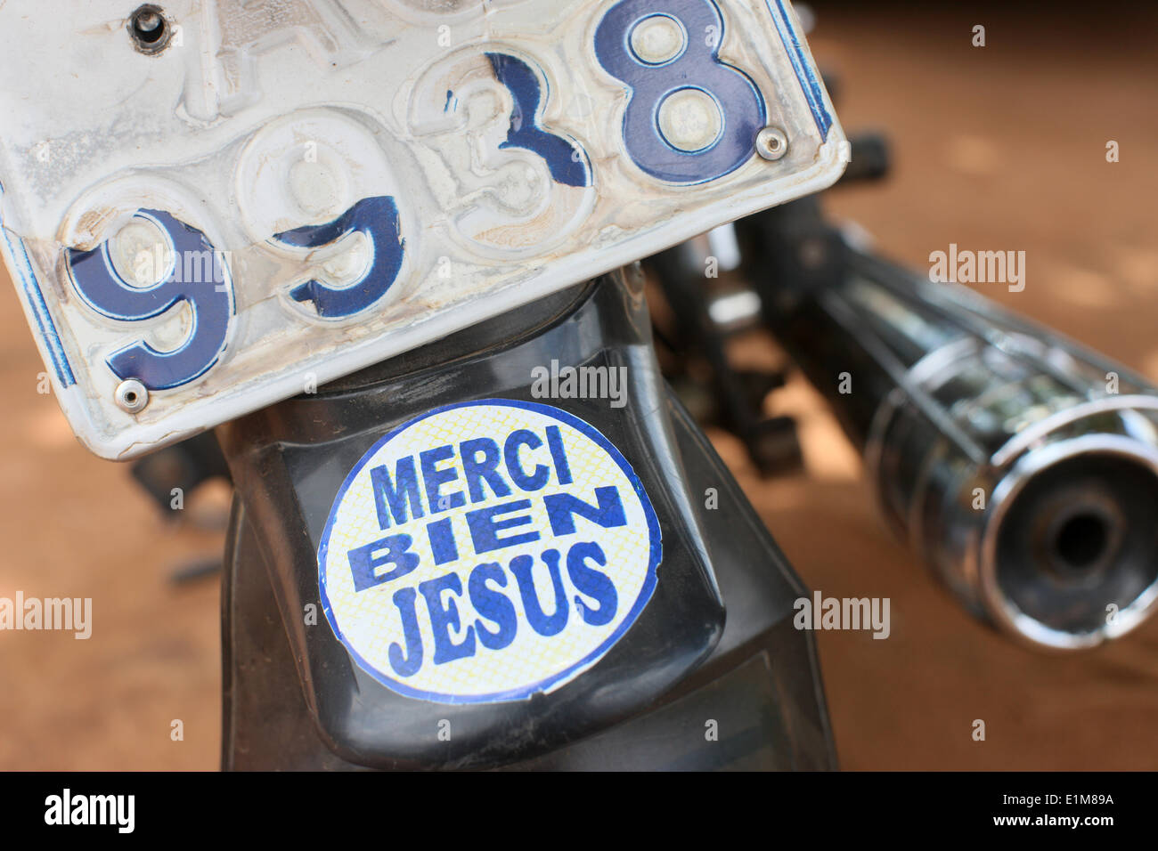 Jesus sticker on a motocycle Stock Photo - Alamy