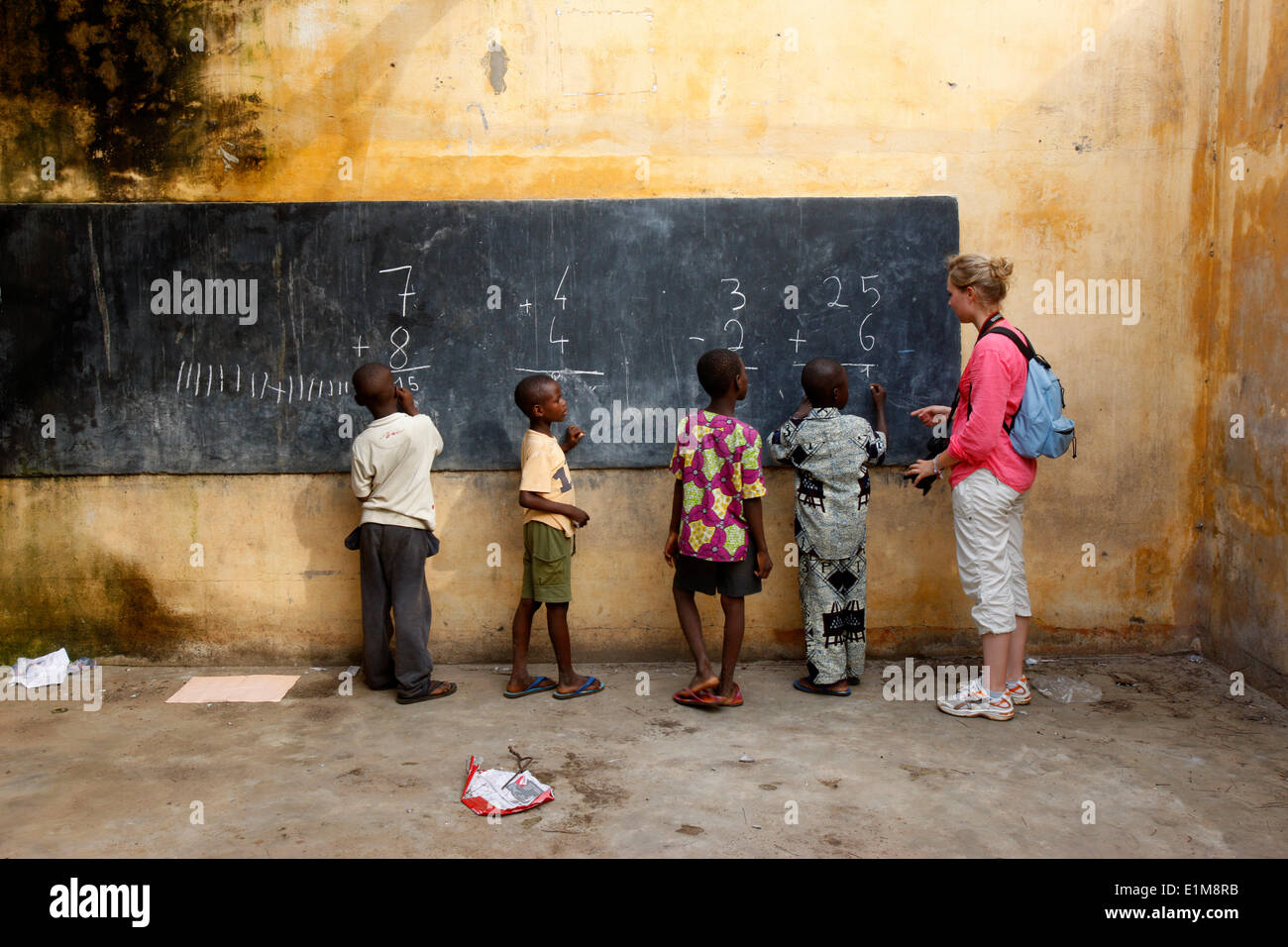 Schoolchildren and sponsor Stock Photo - Alamy