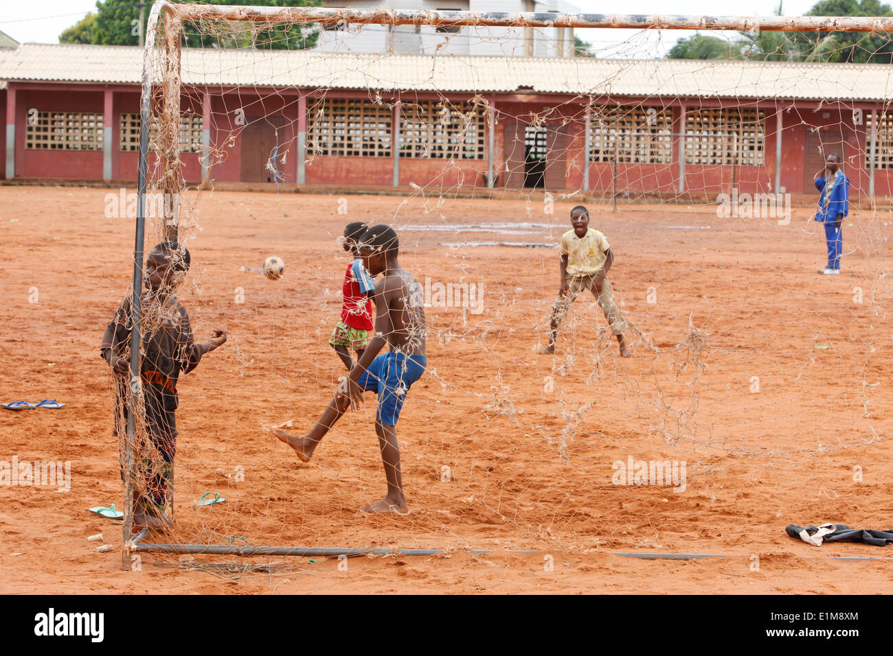 Soccer game in a school Stock Photo - Alamy