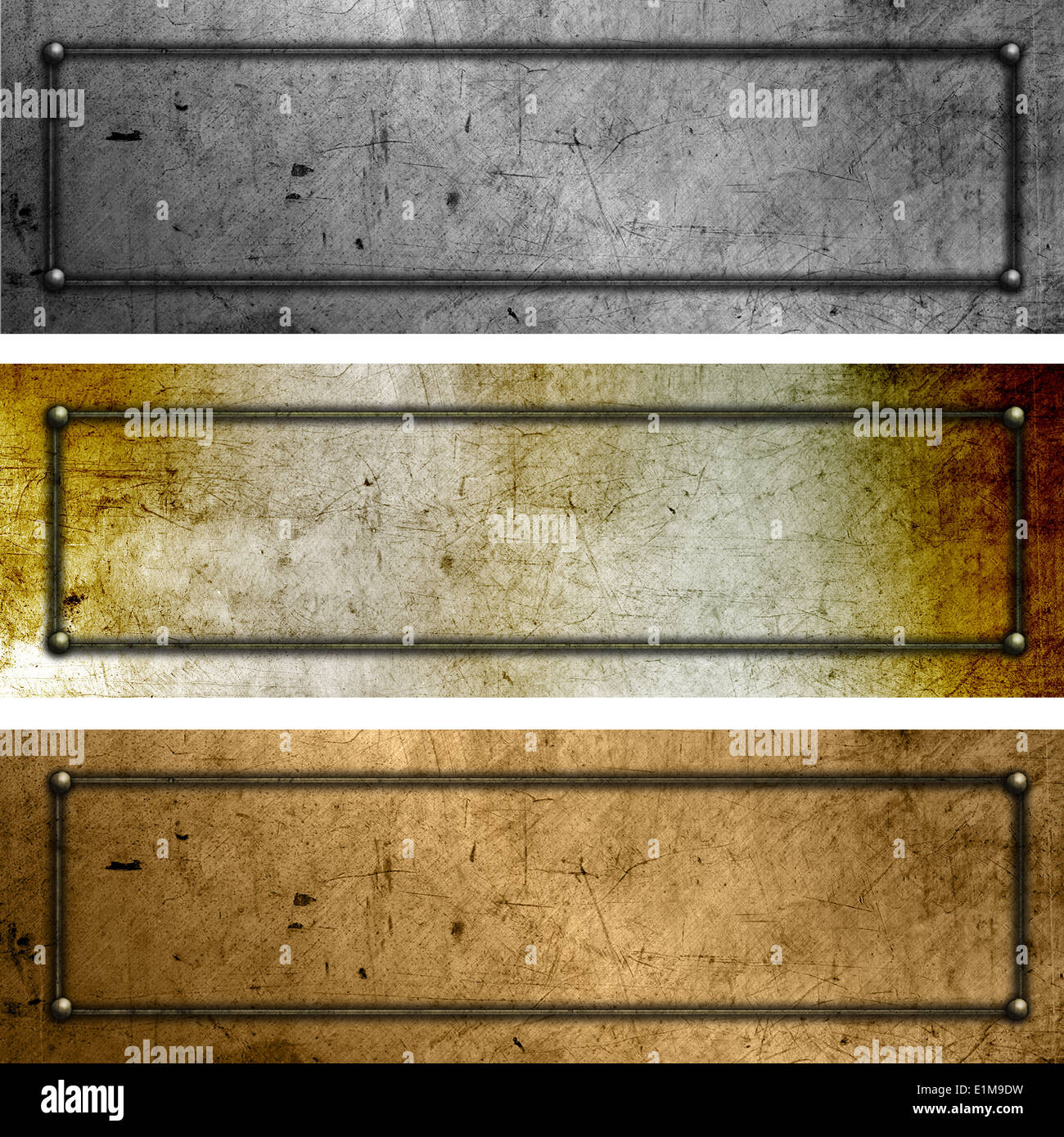 Collection of different coloured metal plates Stock Photo - Alamy