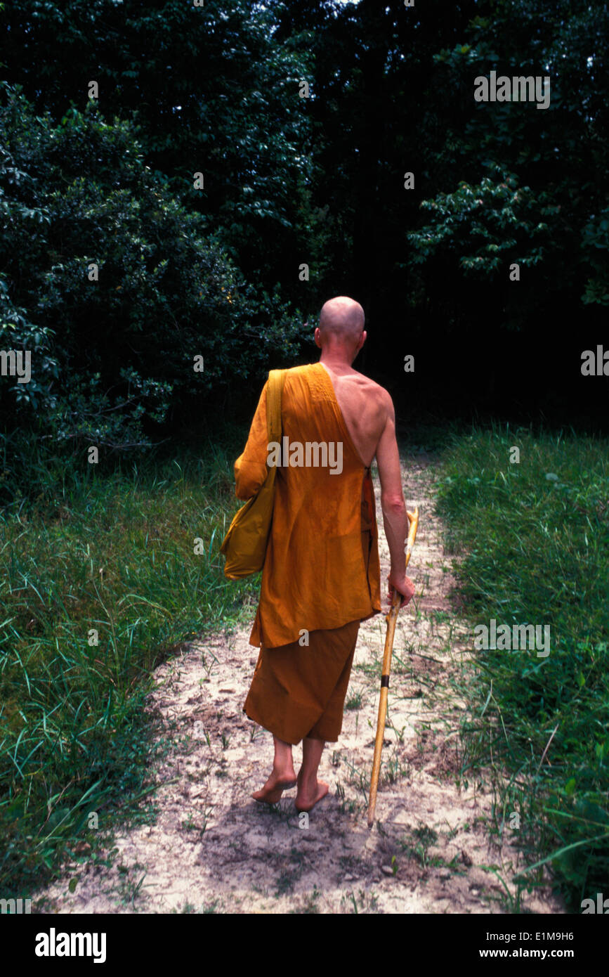 European monk at Wat Suanmokh forest monastery Stock Photo - Alamy