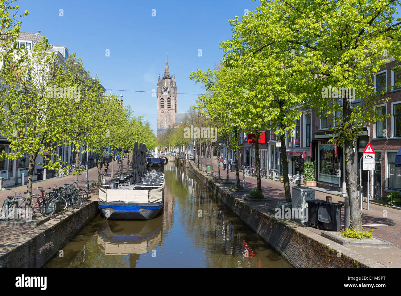 DELFT, THE NETHERLANDS - APRIL 16: Townscape with unknown people from ...