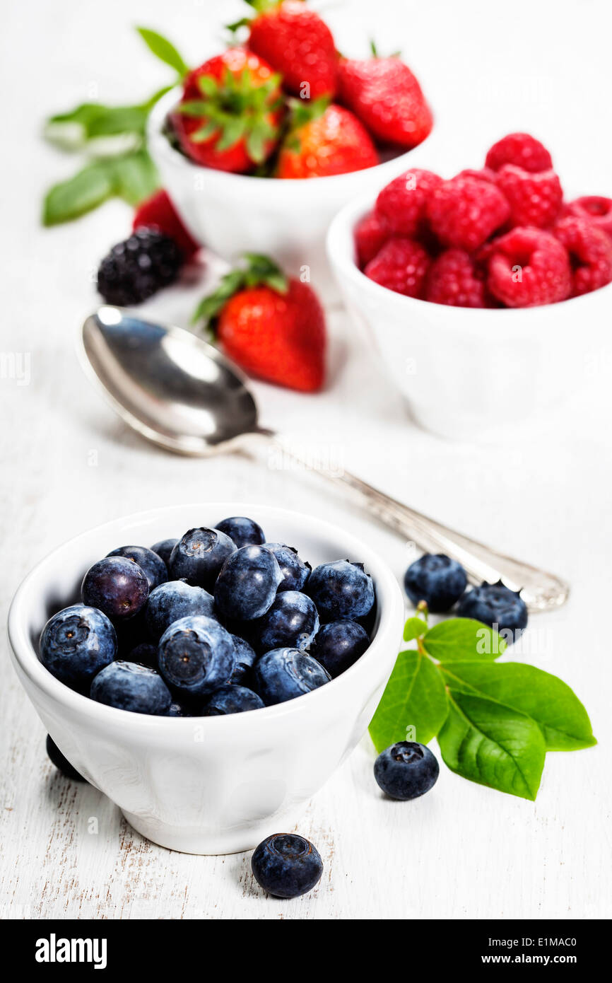 Strawberries blueberries in wooden hi-res stock photography and images ...